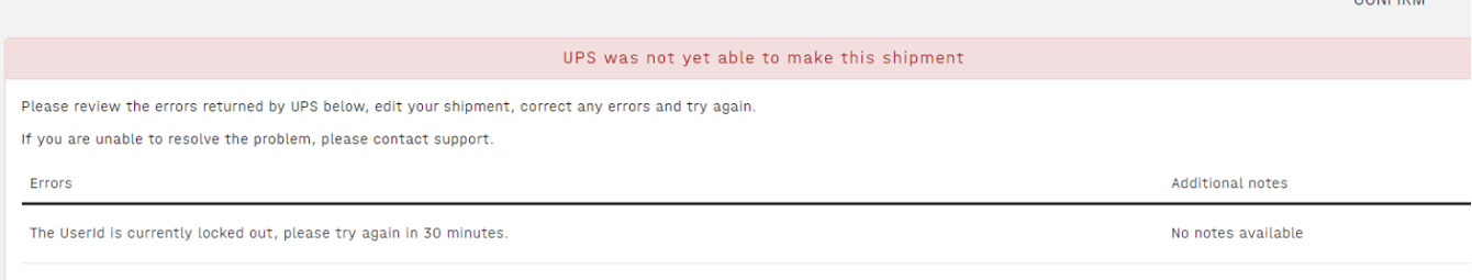 CONFIRM: Glossary of booking errors at shipment order stage