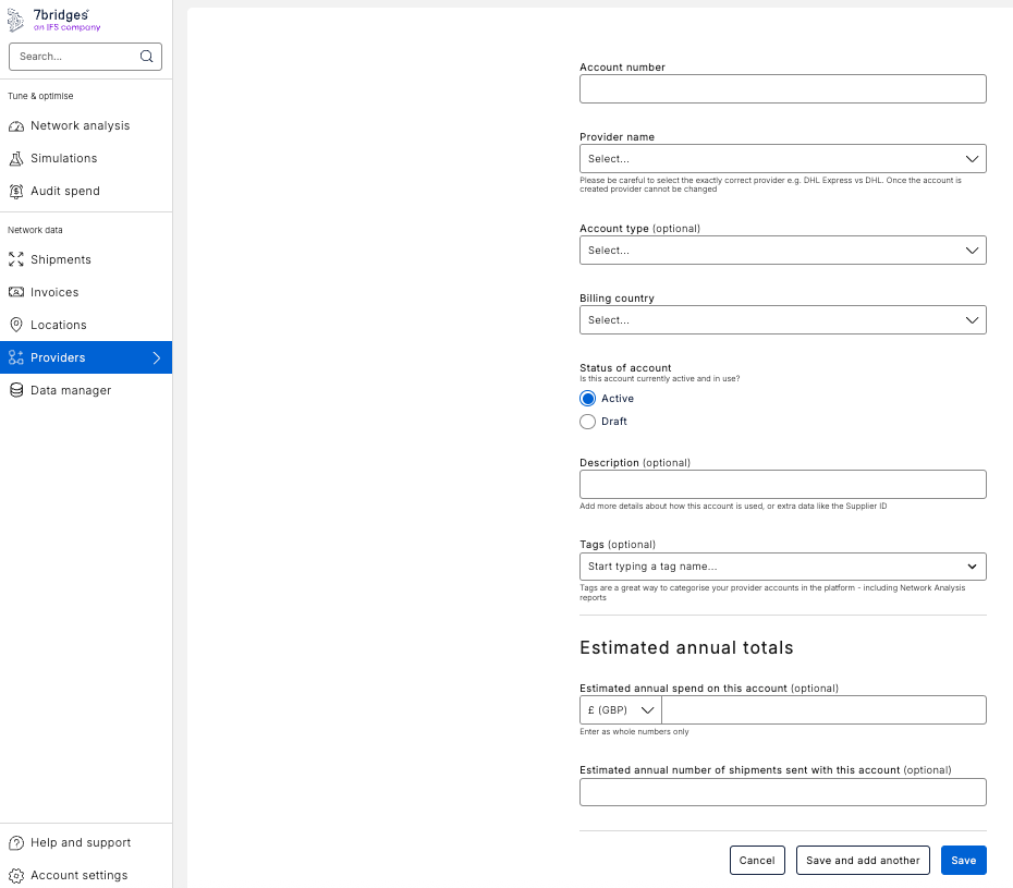 Managing provider accounts