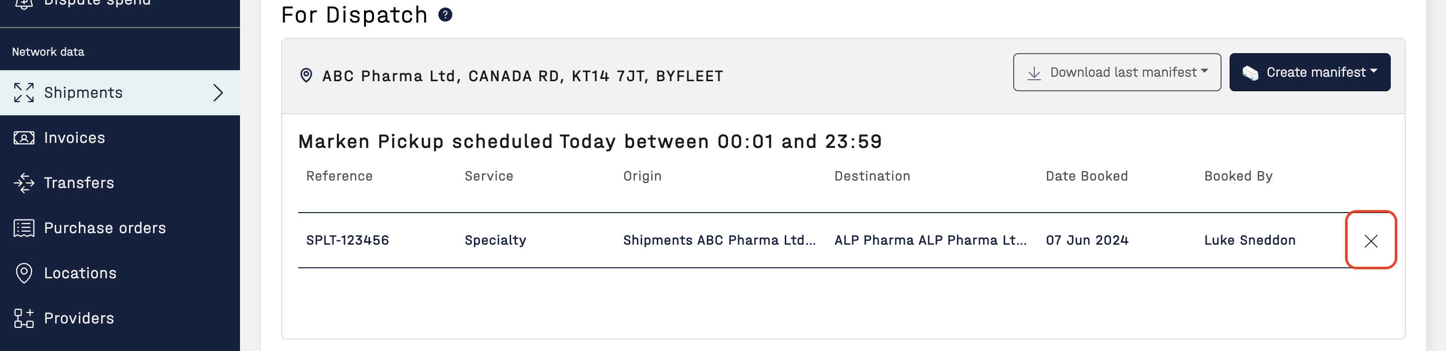 How to cancel a shipment booking