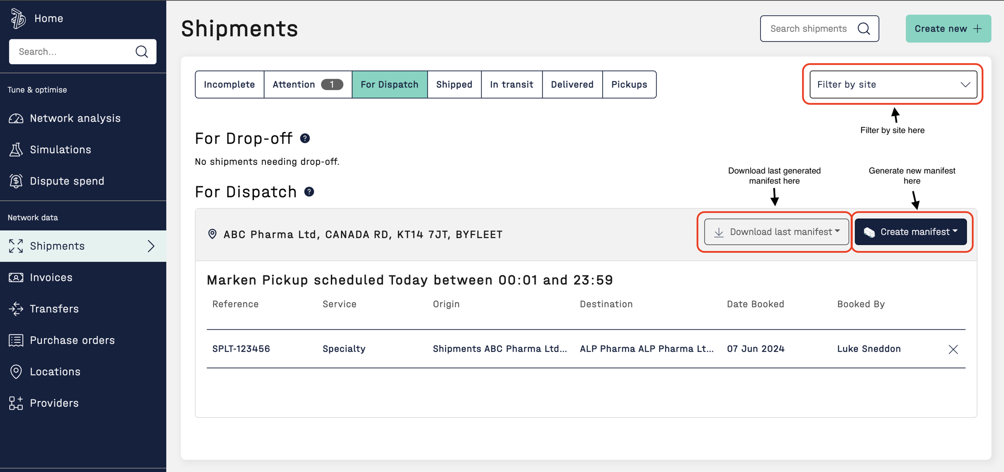 How to create a shipping (collection) manifest